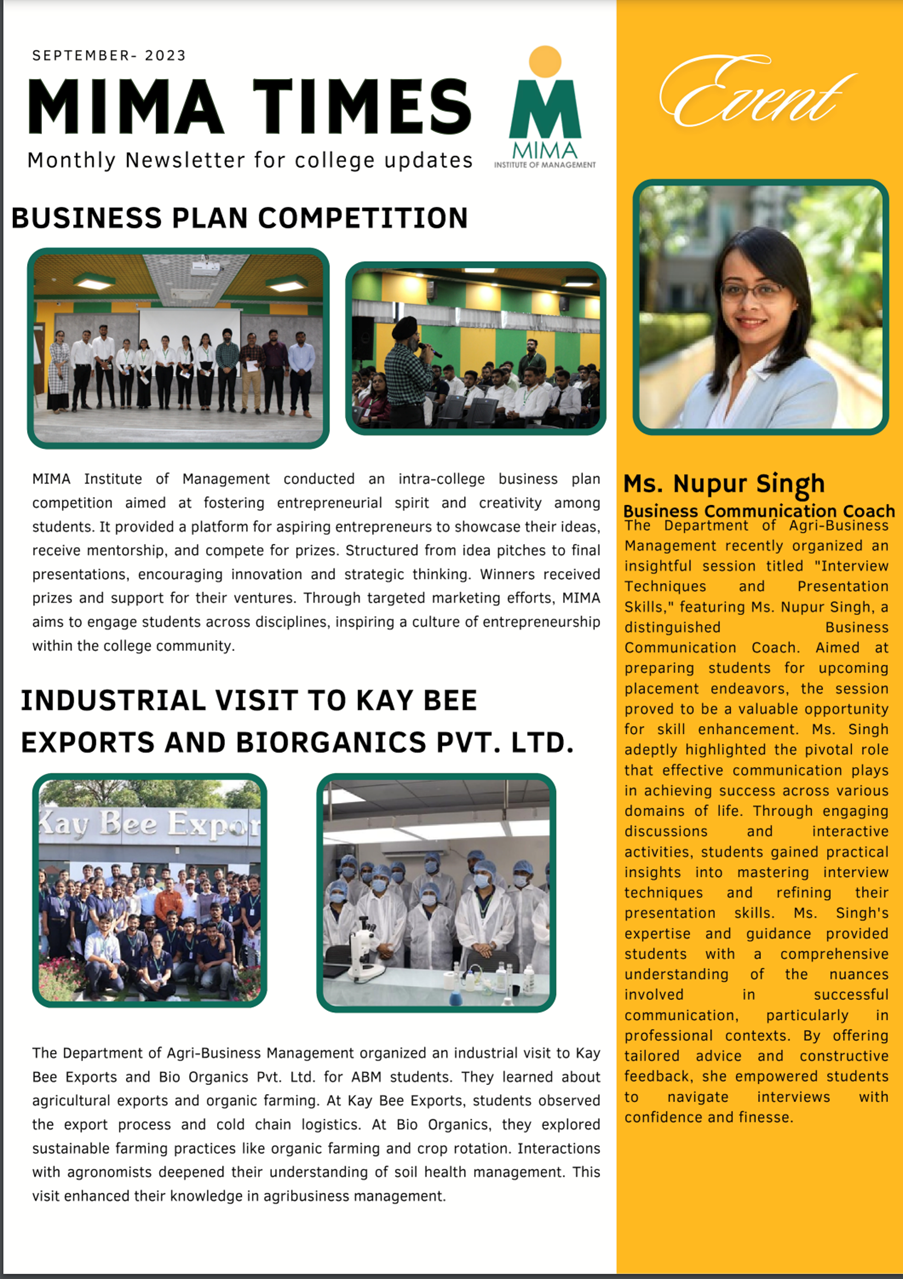 Newsletters - Mima Institute of Management